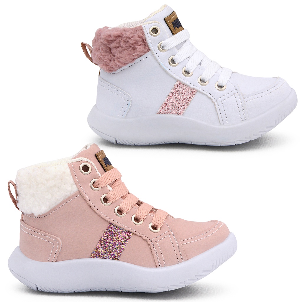 Kit 2 Botinha Infantil Feminina Pluma Pelinho | Shopee Brasil