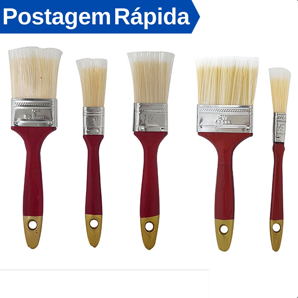 Kit Pincel / Trincha Para Pintura Com 5 Pecas Pintar Parede Tela ...