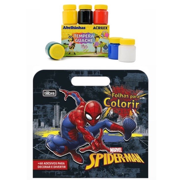 Kit De Pintura Livro De Colorir Folhas De Atividades Homem Aranha Com ...