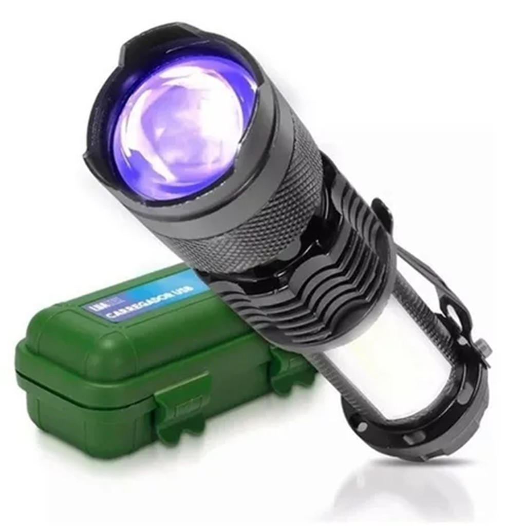 Lanterna Ultravioleta Recarregável Led T6 Uv Super Potente Dinheiro Falso Luz Negra Seca Gel ...