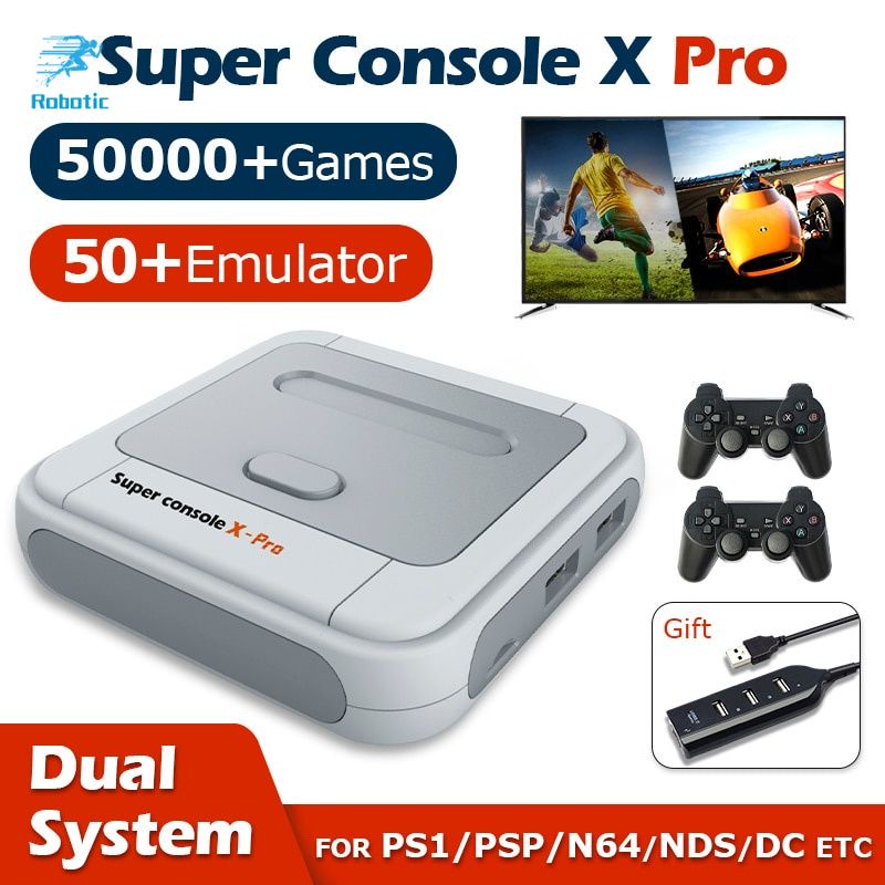 Console SUPER X/X Pro 4K HD TV Video Game Wifi para PS1/PSP/N64/DC com 50000 jogos com ...