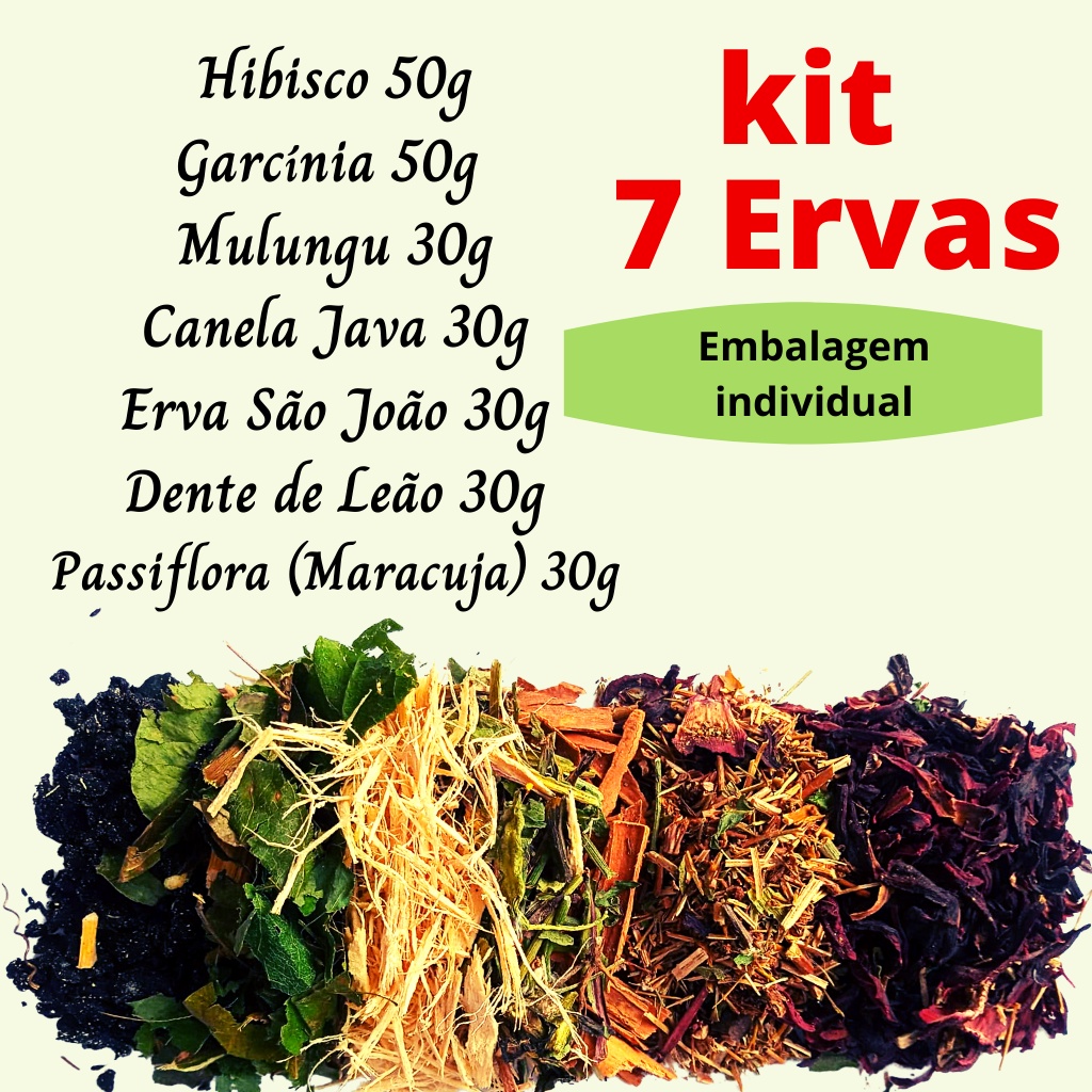 Kit 7 Ervas com Garcinia e Mulungu 250g | Shopee Brasil