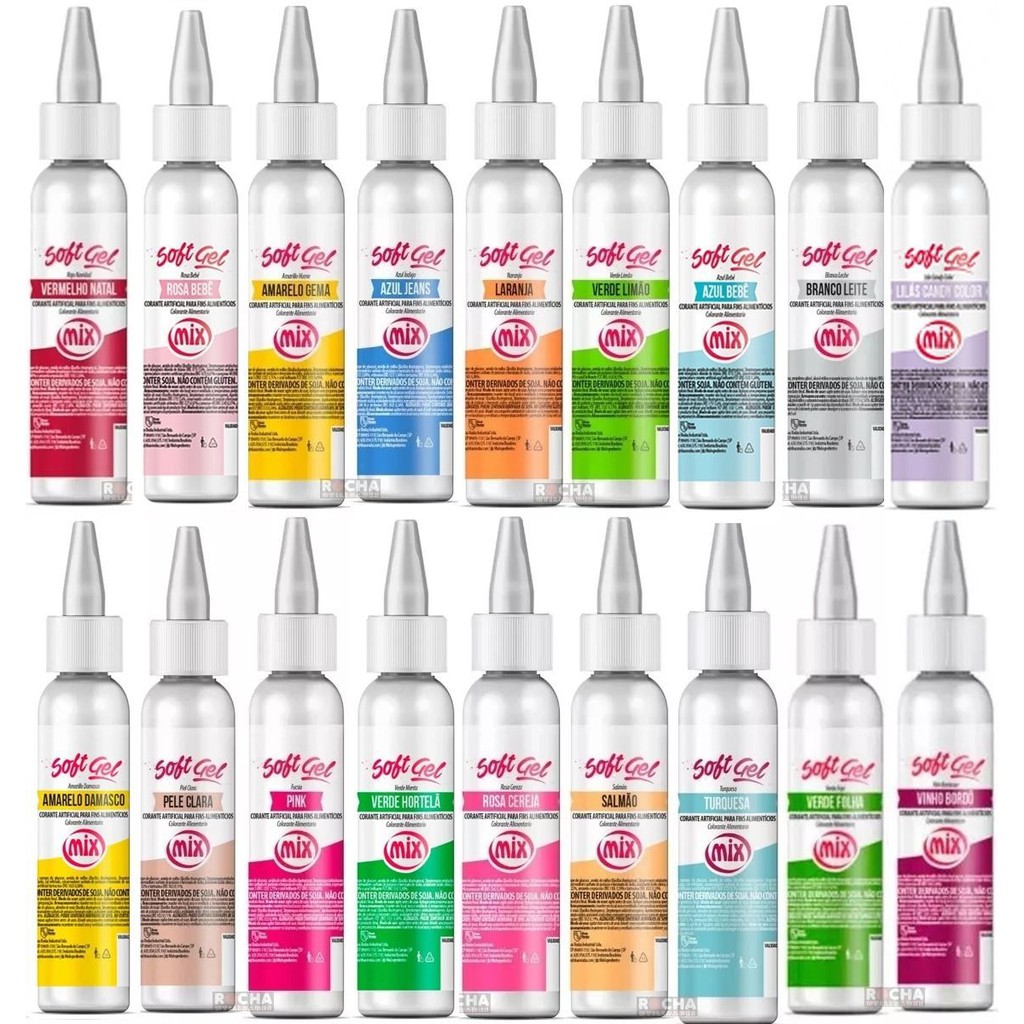 Corante Soft Gel 25g Mix Para BOLO TORTA CHANTILLY 38 CORES PROMOCAO ...