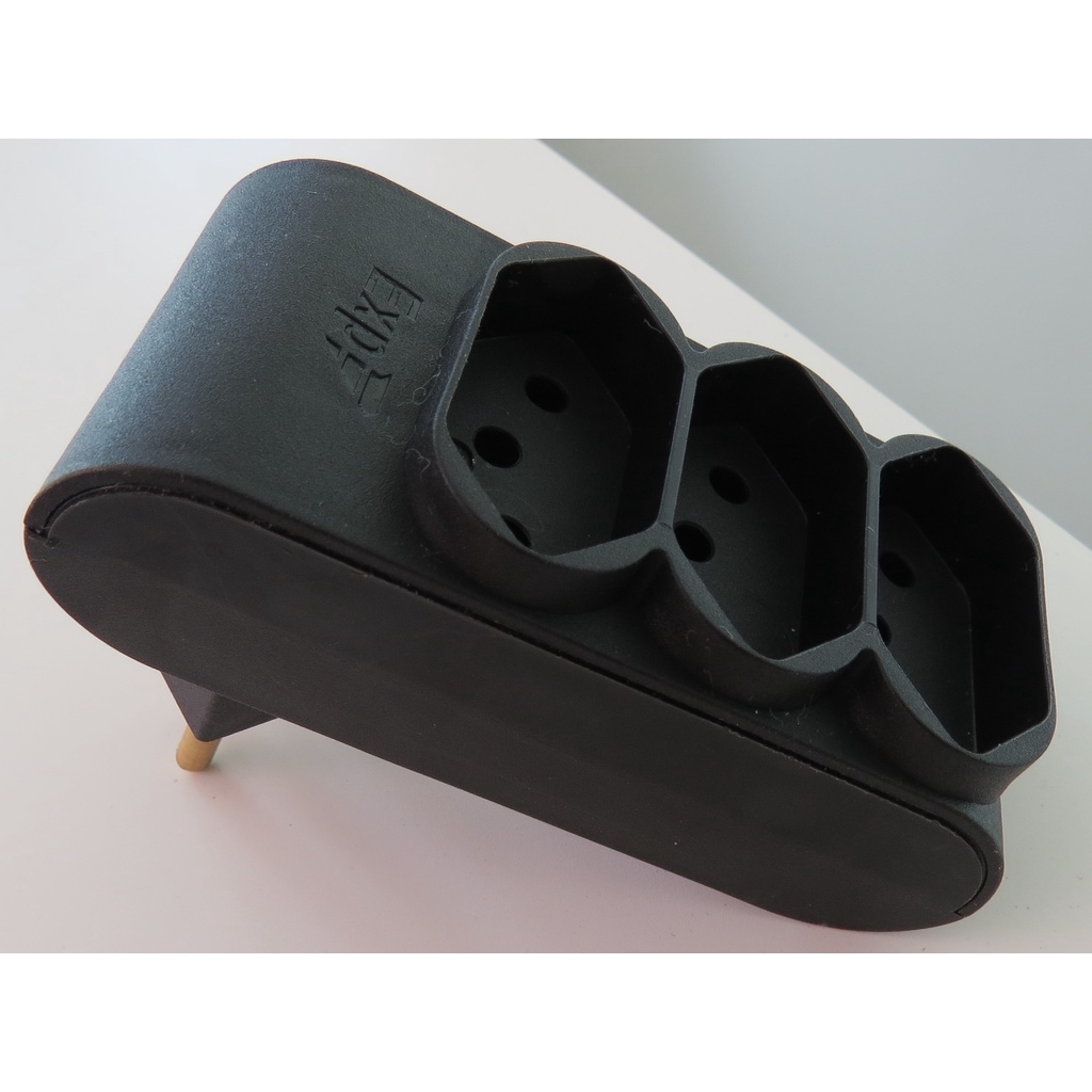 PRETO - 3 pinos (2P + T) - Pino Adaptador de tomada - tipo Te elétrico ...