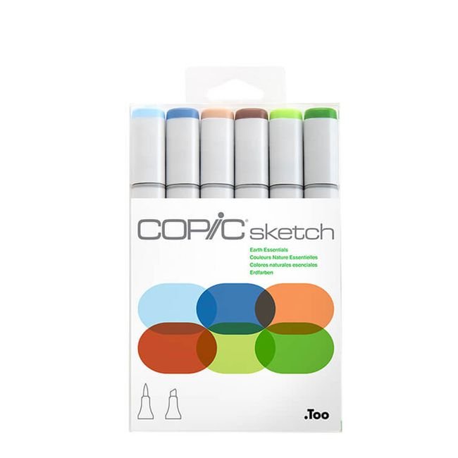 Kit Marcadores Copic Sketch Com 6 Cores Earth Essentials | Shopee Brasil