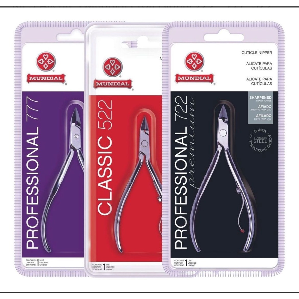 Kit 3 Alicates Mundial Profissional 722 - 777 -522 Manicure unha ...