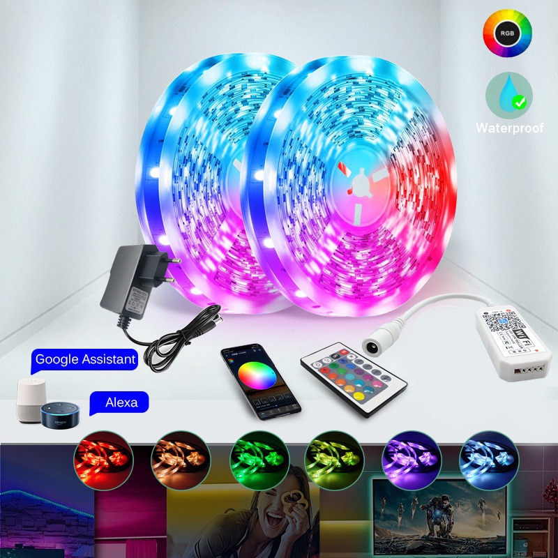 GBKOF Fita LED 5M 10M 15M 20M 2835 SMD 5050 RGB Luzes LED RGB Fita LED Fita LED flexível ...