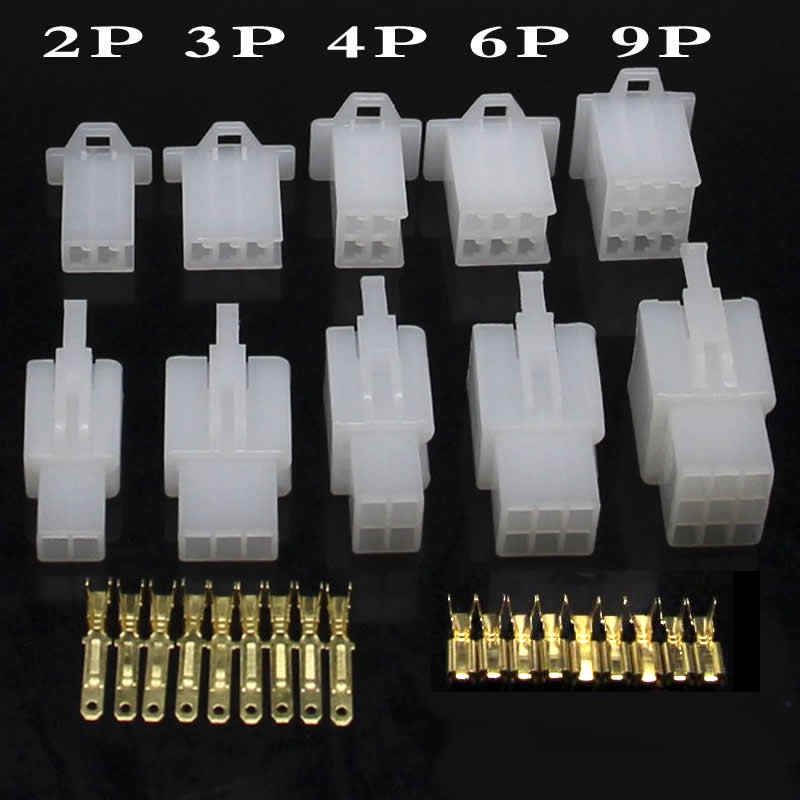 10 Conjuntos Conector 2.8mm 2P 3P 4P 6P 9P 2 Pinos Kits De Elétrico 2.8 Fêmea Macho Para ...