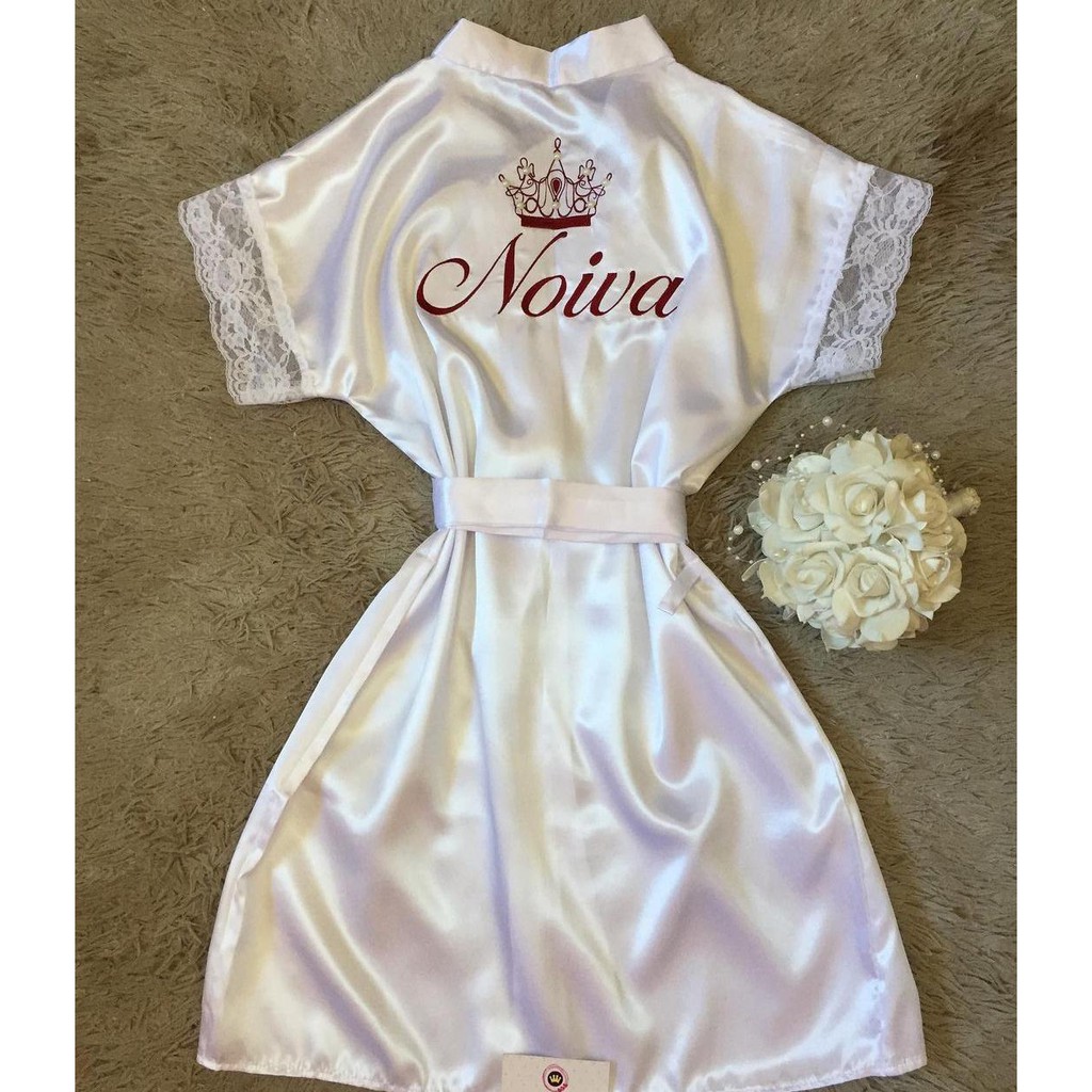 Robe de cetim Bordado Noiva com manga de renda noiva casamento | Shopee ...