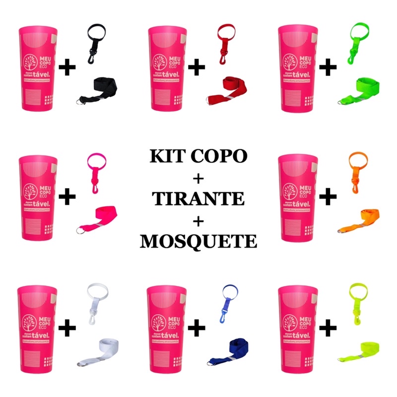 Kit Copo + Mosquete + Tirante Porta Copo Anti Perda para Copo Stanley ...
