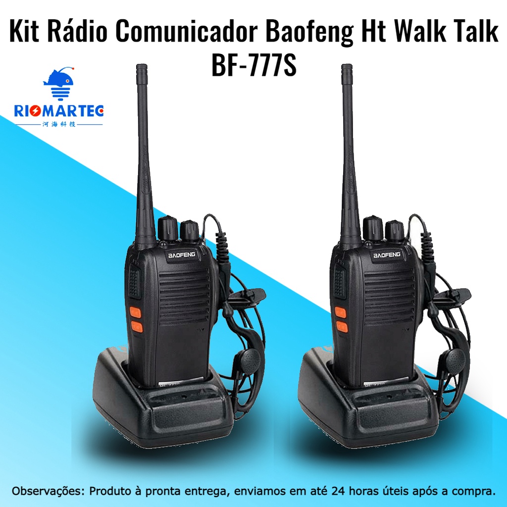 Kit Rádio Comunicador Baofeng Ht Walk Talk ATÉ 12KM BF-777S Pronta ...