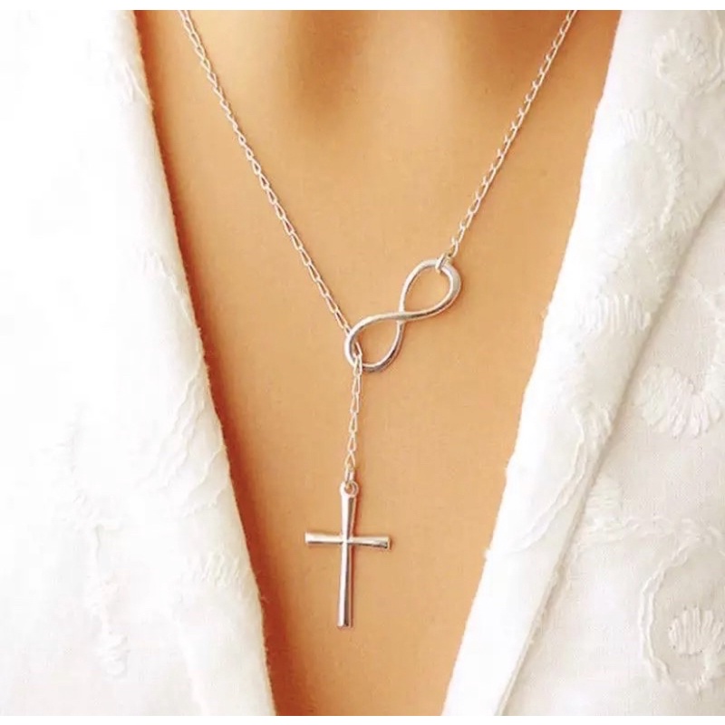 Colar elegante vintage cruz e símbolo do infinito bos energias - Loja ...
