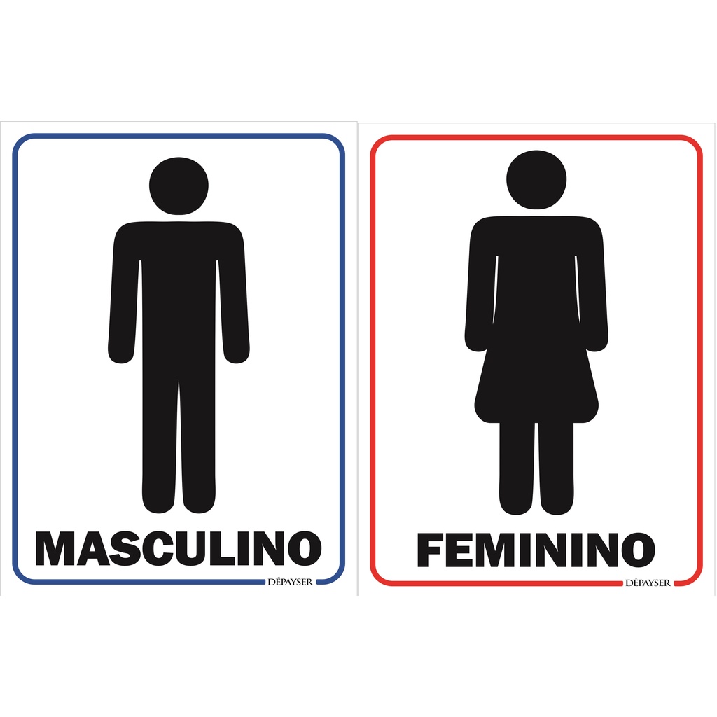 Kit com 02 Placas de Sinalização Banheiro Masculino e Feminino ...