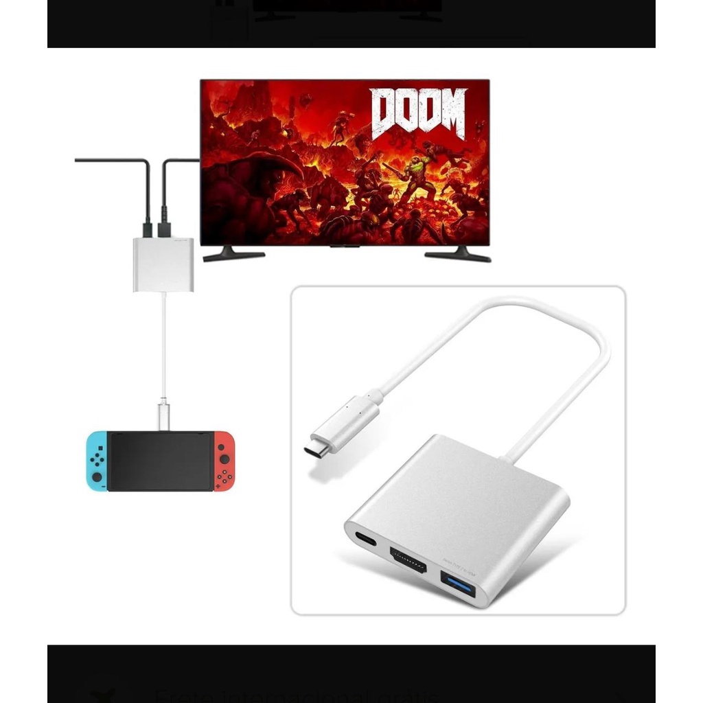 Mini Dock Conversor Video Hdmi 4k + Usb 3.0 Nintendo Switch | Shopee Brasil