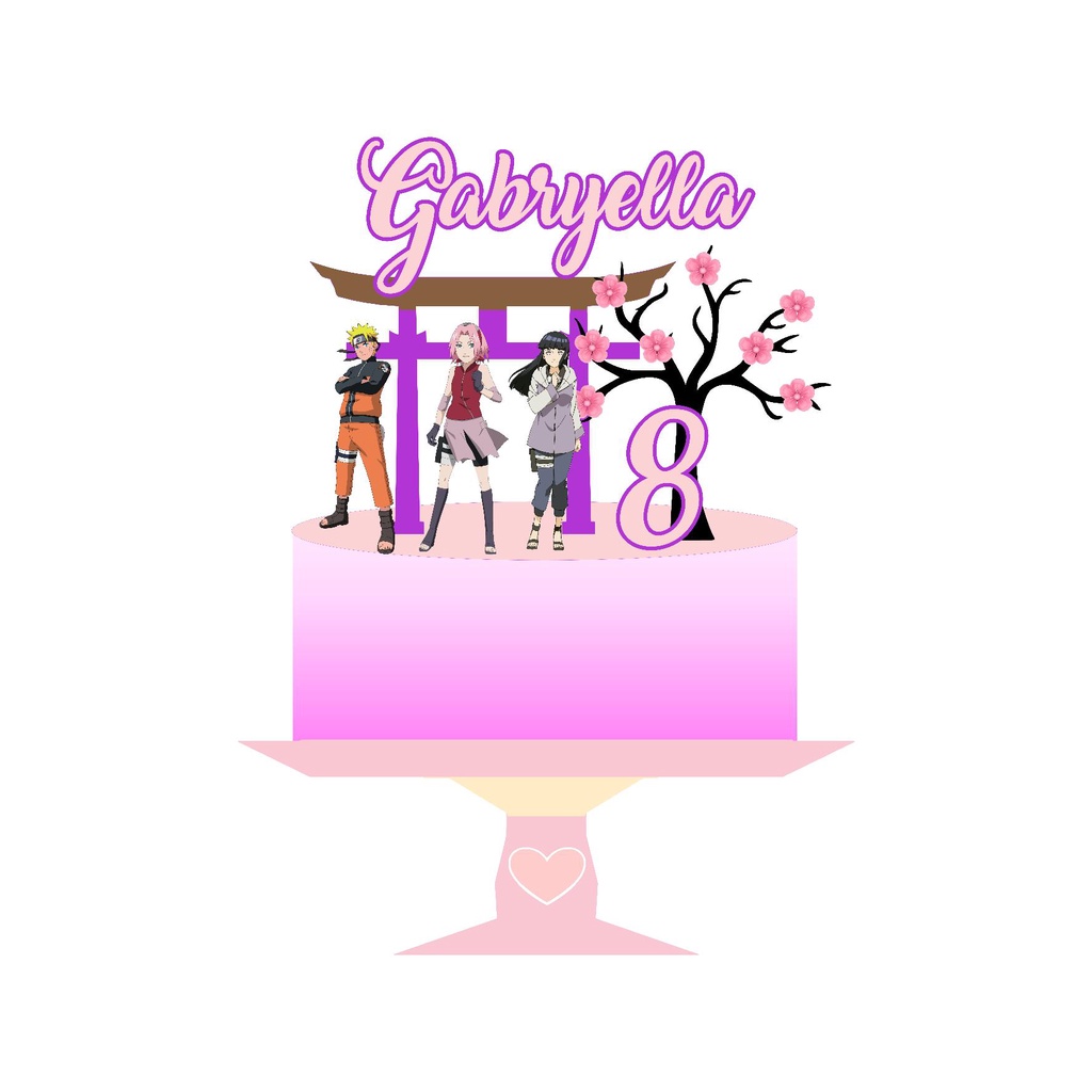 topo de bolo sakura - topper sakura - decoração para bolo - festa ...