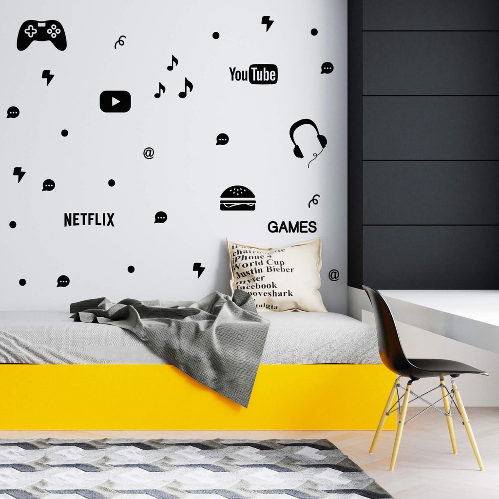 Kit Adesivo de Parede Gamer, Bola e Diversos - Decoração Quarto de ...