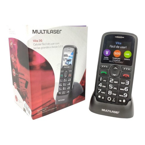 Celular para idosos Multilaser Vita 3G com Base dual Chip Desbloqueado Com lacre Removido ...