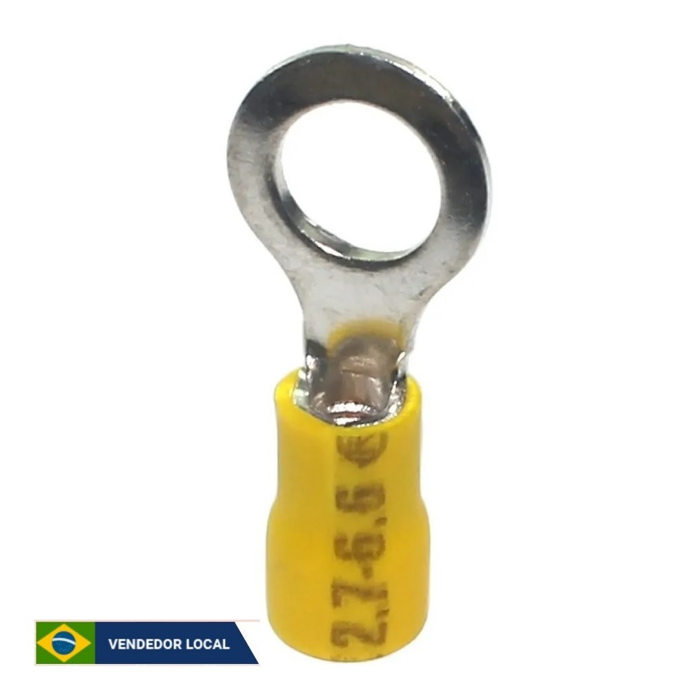Terminal Conector Pré Isolado Amarelo Olhal 4,0-6,0mm furo "M5" Kit ...