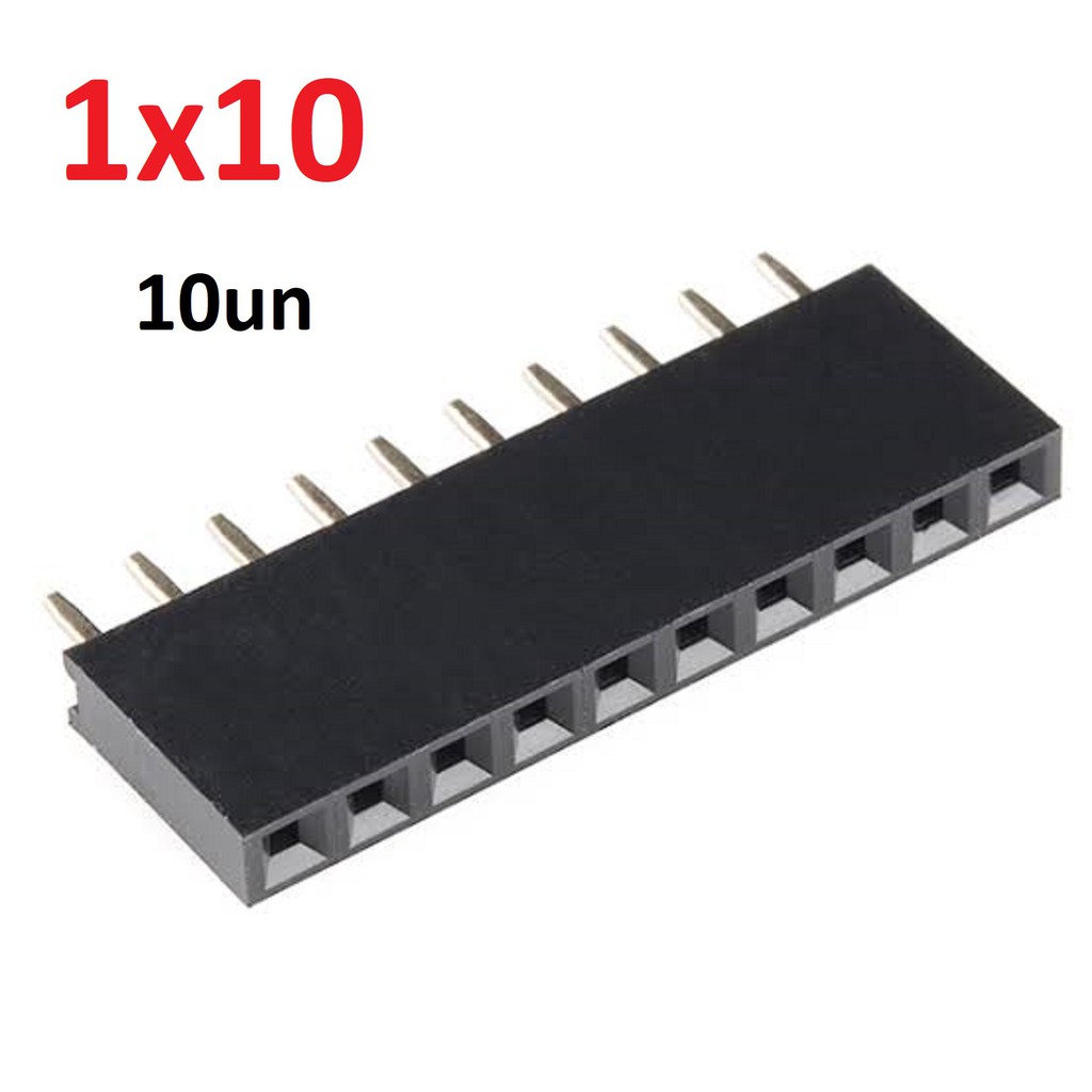 Pin Header 1x10 Fêmea 10 Pinos Passo 2,54mm - 10 Pçs Arduino | Shopee ...