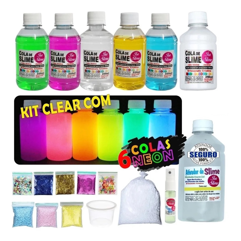 Kit Completo Para Fazer Slime Colas Coloridas Para Brincar | Shopee Brasil