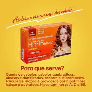 SUPLEMENTO ALIMENTAR PARA CABELO E PELE HAAR INTERN COM 60 COMPRIMIDOS ...