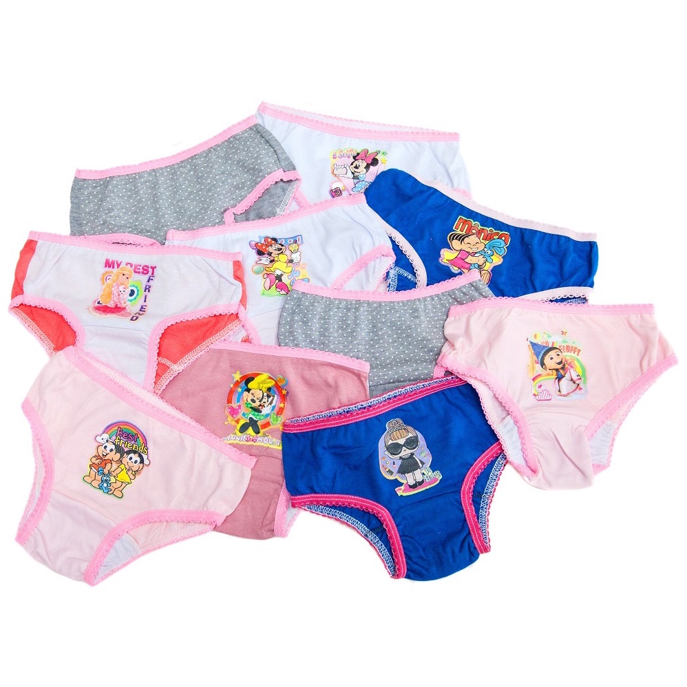 Kit Calcinha Infantil Diversas Cores e Estampas 10 unidades | Shopee Brasil