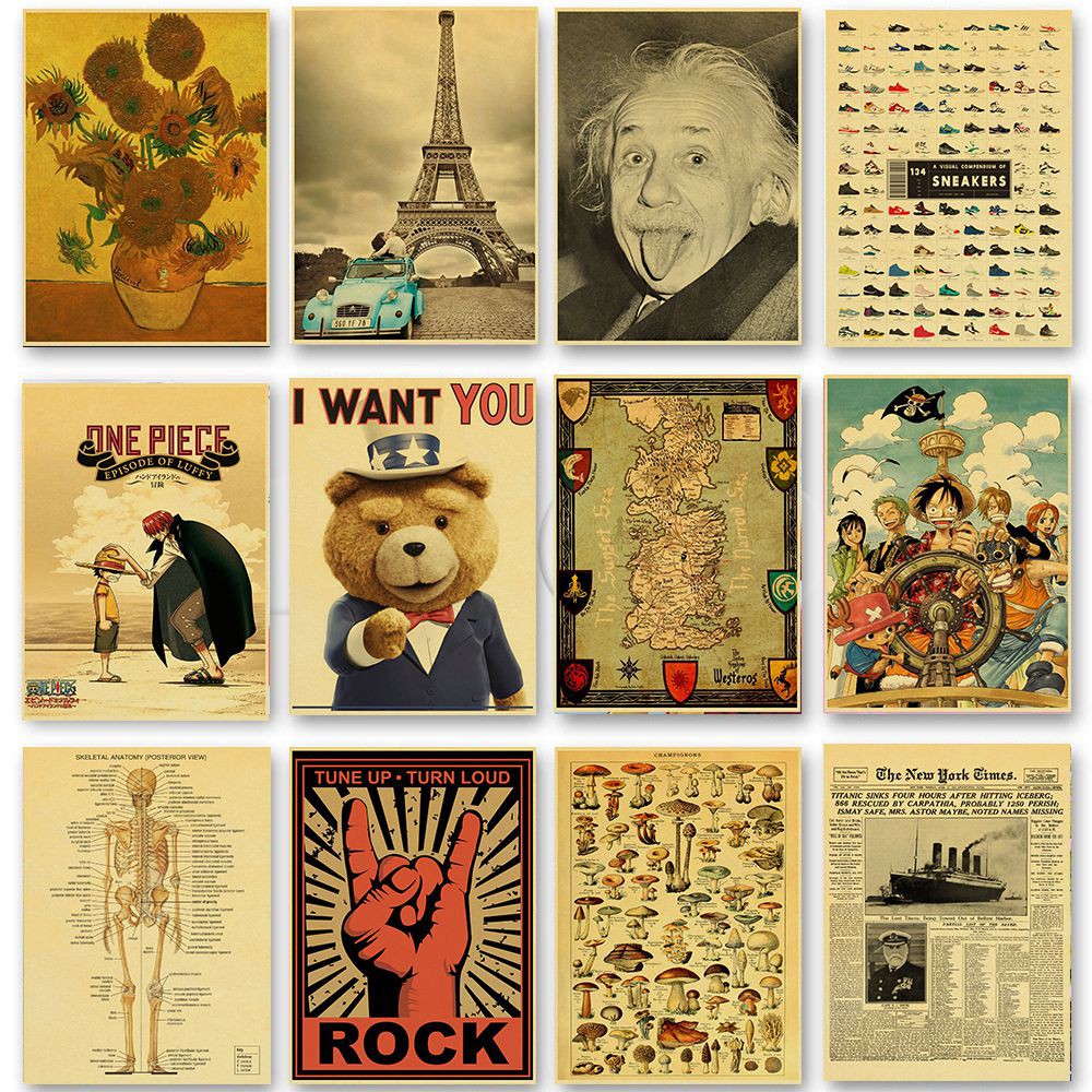 Todos Os Tipos De Clássico Retro Pictures Poster Papel Kraft Do Vintage ...