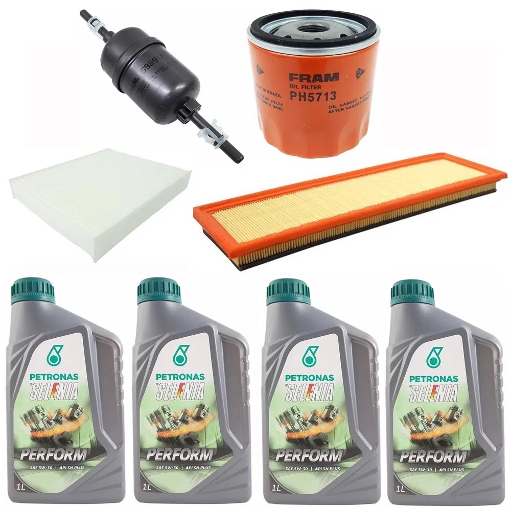 Kit Revisão 4 Litros Óleo Petronas 5W30 + Filtros Fiesta Ecosport 2002 até 2014 Motores 1.0 e 1. ...