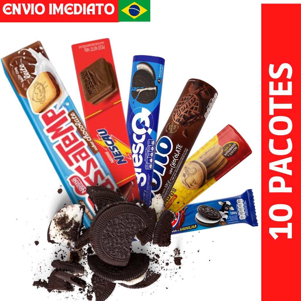 Pacote com 10 biscoitos sortidos. | Shopee Brasil