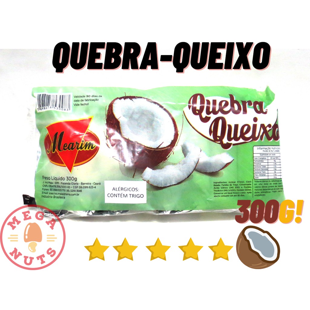 Quebra-queixo 300g (Pacote) - Doce de Coco Cearense Sem Lactose Mega ...