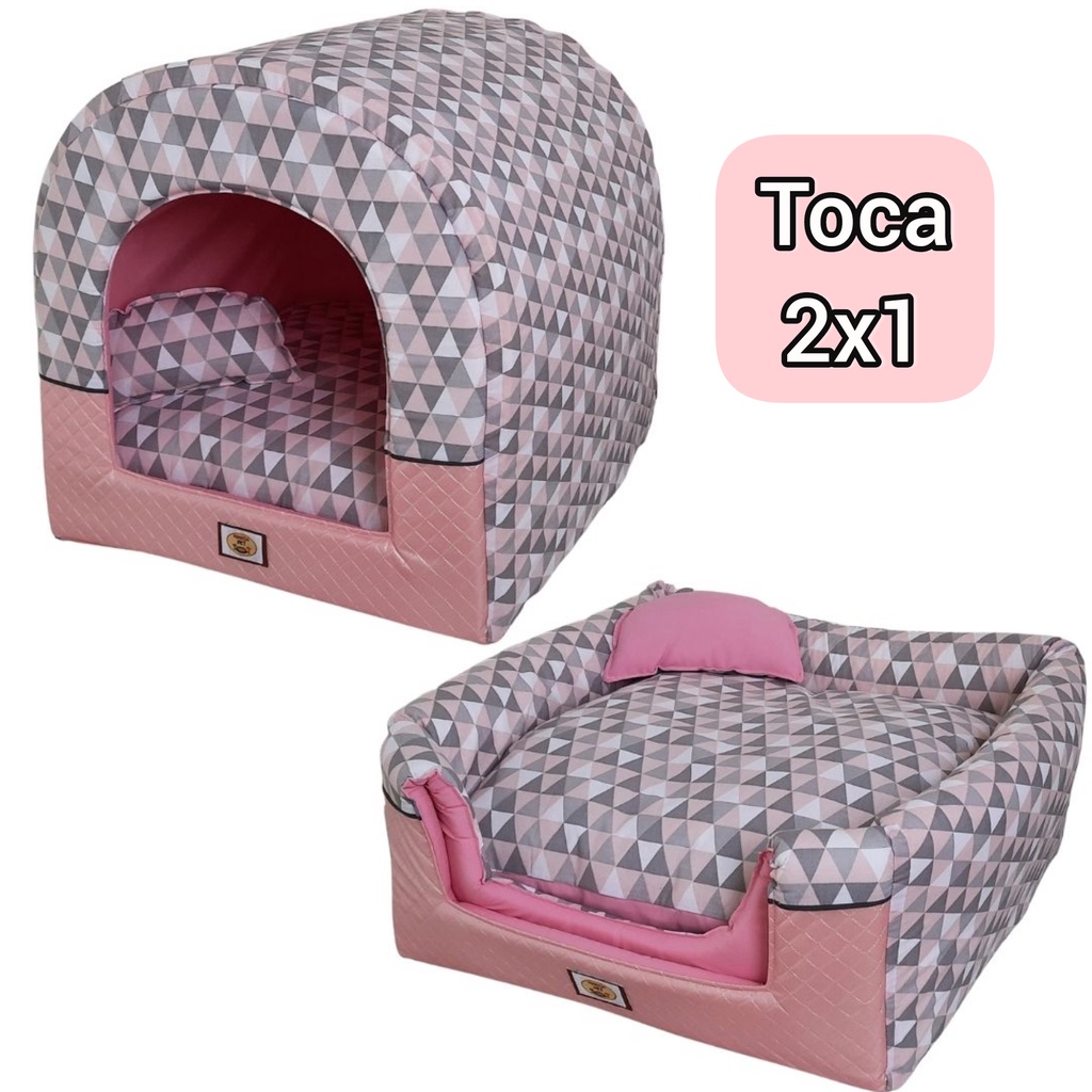 Toca pet Chevron Rosa 2x1 para gatos cachorros e filhotes cama casinha ...