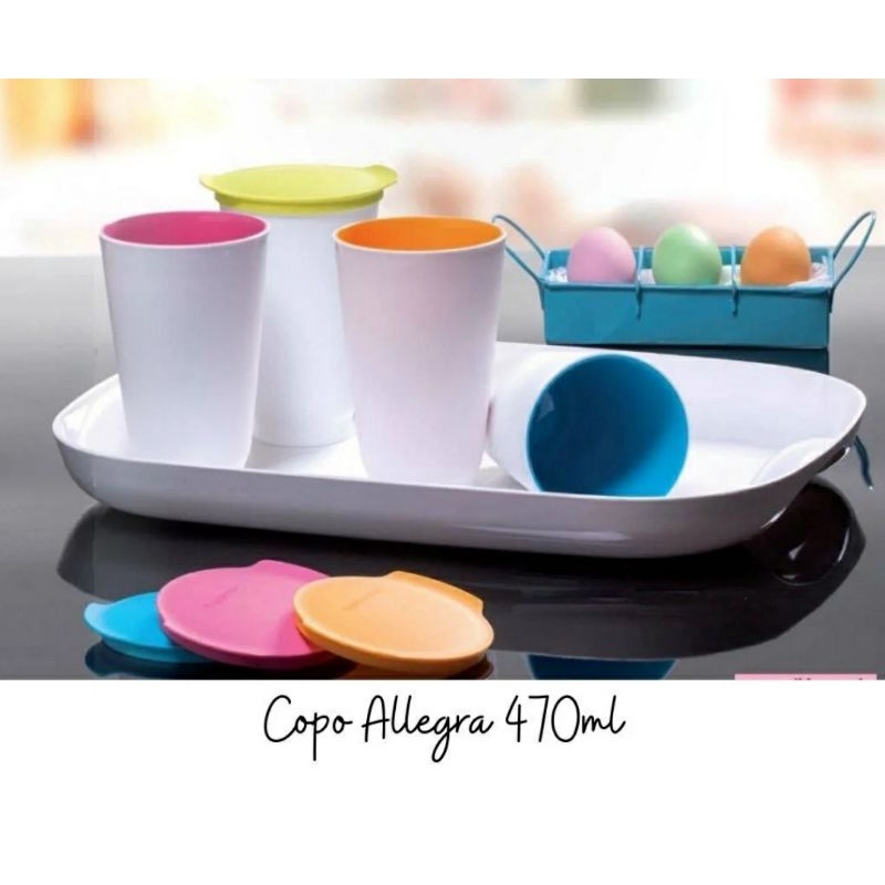 Tupperware Copo Allegra Azul e Branco 450ml | Shopee Brasil