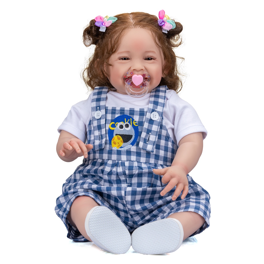 NPK 24 Polegada Reborn Criança Mila Nosso Feliz Bebê Com Raiz Longo ...