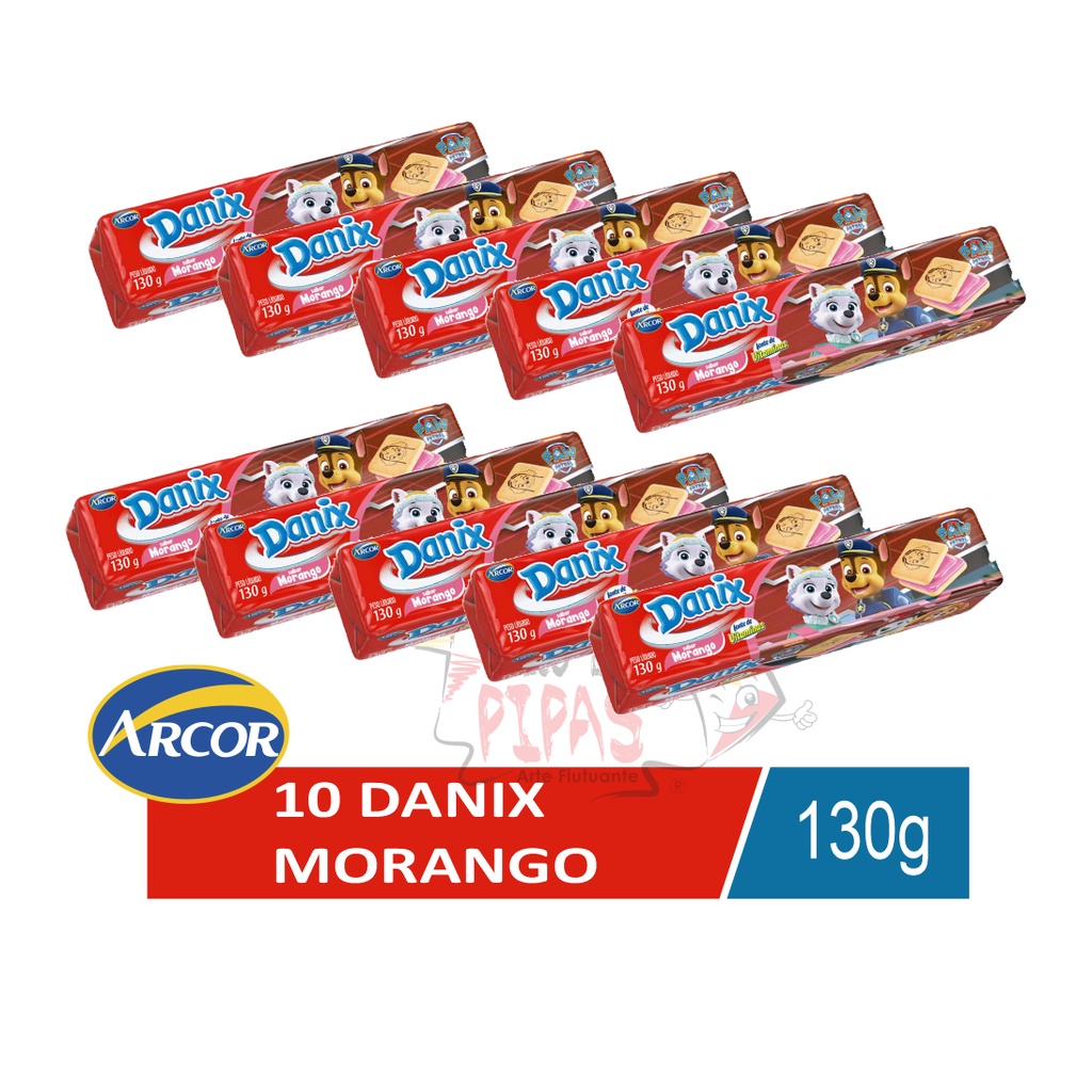 Kit 10 Biscoito Danix 130g Morango Arcor | Shopee Brasil