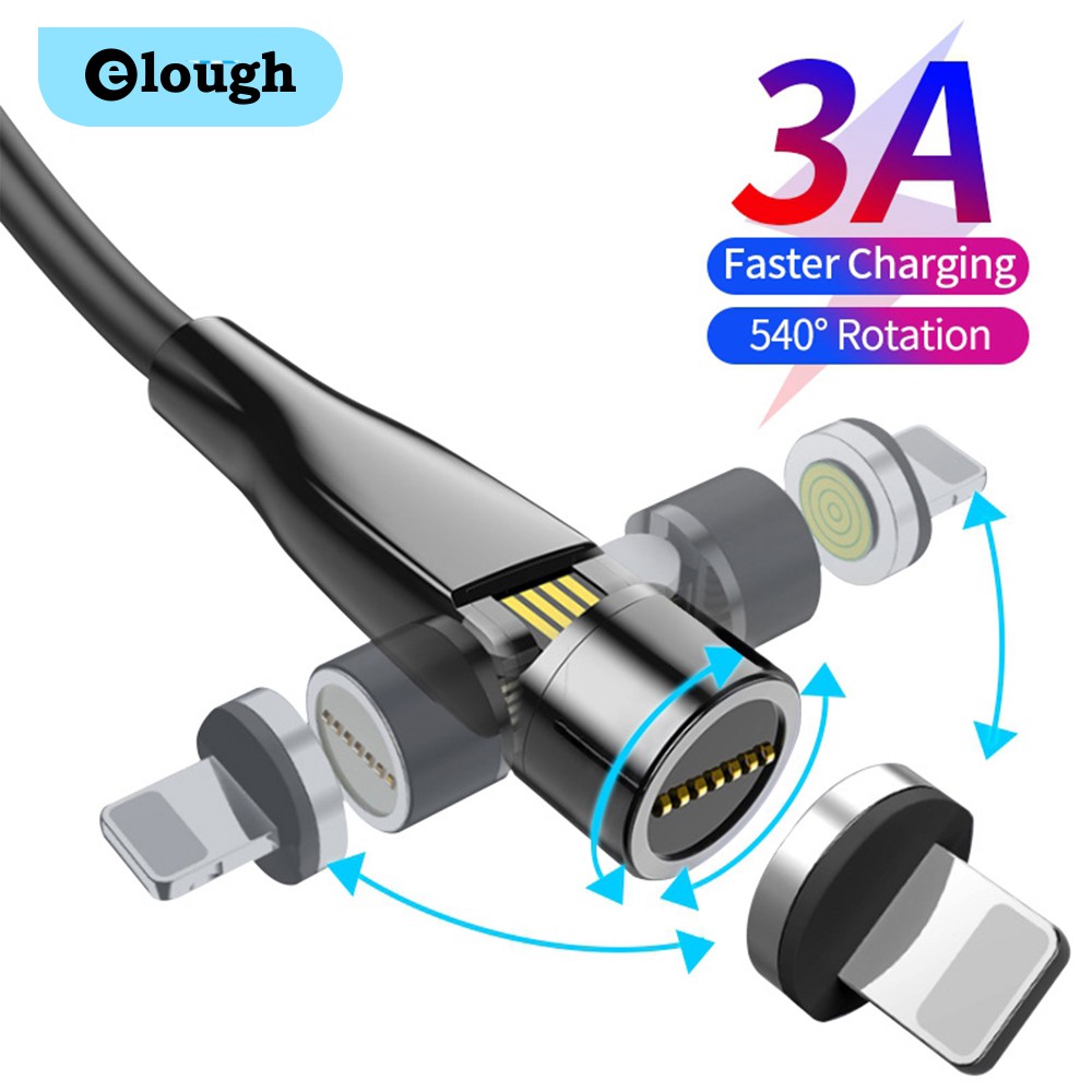 Elough 540 Degree Rotation Magnetic Cable Micro USB Type C Fast ...