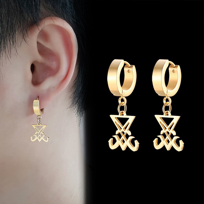 Sigil Satanic Dangle Earrings Ritual Altar Satan Satanism Stainless ...