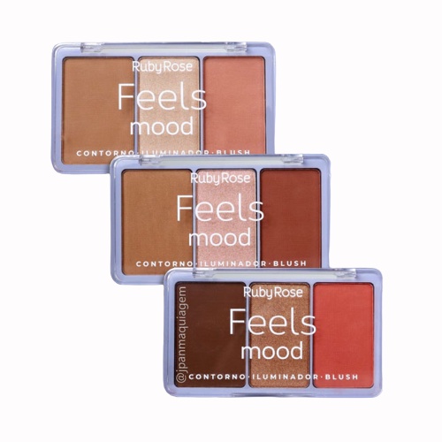 Paleta Trio Contorno Iluminador Blush Feels Mood - Ruby Rose | Shopee Brasil