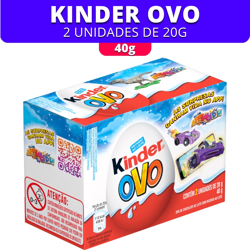 Kinder Ovo Meninos 40g - 2 Unidades de 20g | Shopee Brasil