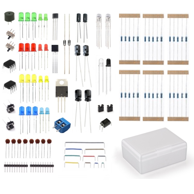 Kit Componentes Eletrônicos 97itens com Led Diodo Resistor Capacitor ...