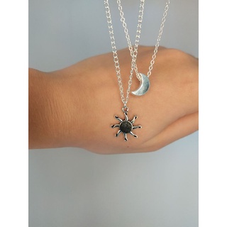 Colar da amizade/casal sol e lua prata feminino e masculino completa | Shopee Brasil