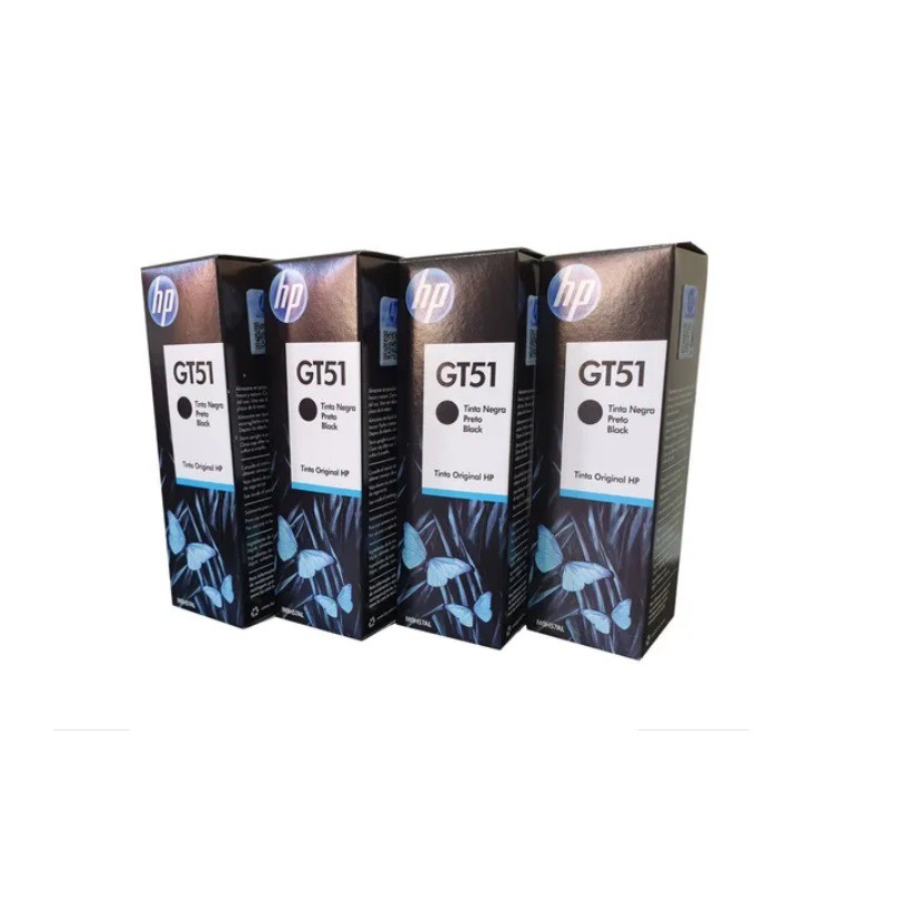 Kit 4 Refil Tinta HP GT51 Black Original | Shopee Brasil