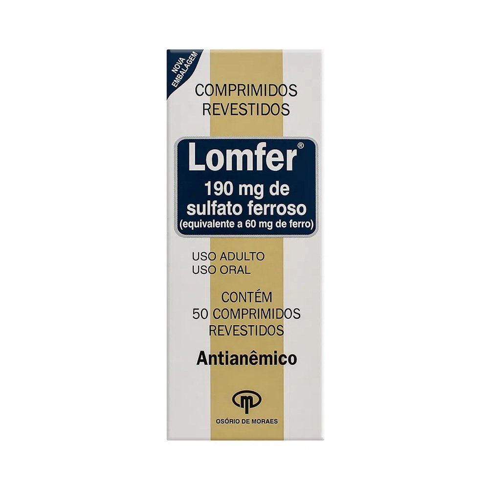 Lomfer 60mg com 50 Comprimidos Revestidos - Equivalente a 190mg de ...