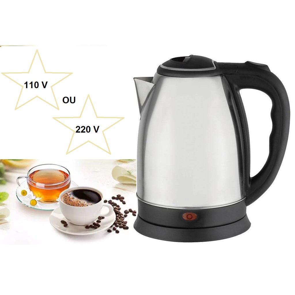 Chaleira Jarra Elétrica Inox 1,8L 110V ou 220V -Todas as cores Colorida ou Preto Desligamento ...