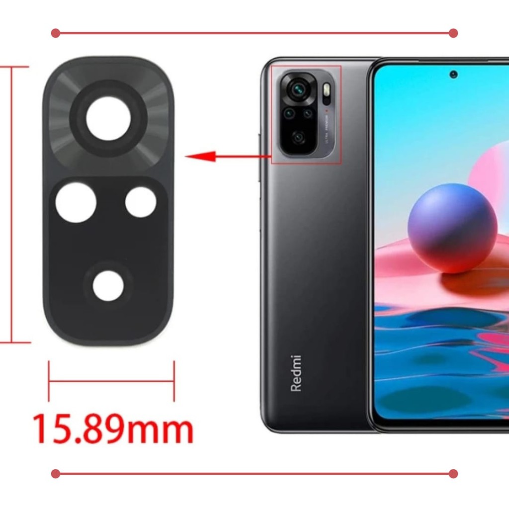 Lente Vidro Camera Traseira Redmi Note 10 / Redmi Note 10s Com Adesivo ...