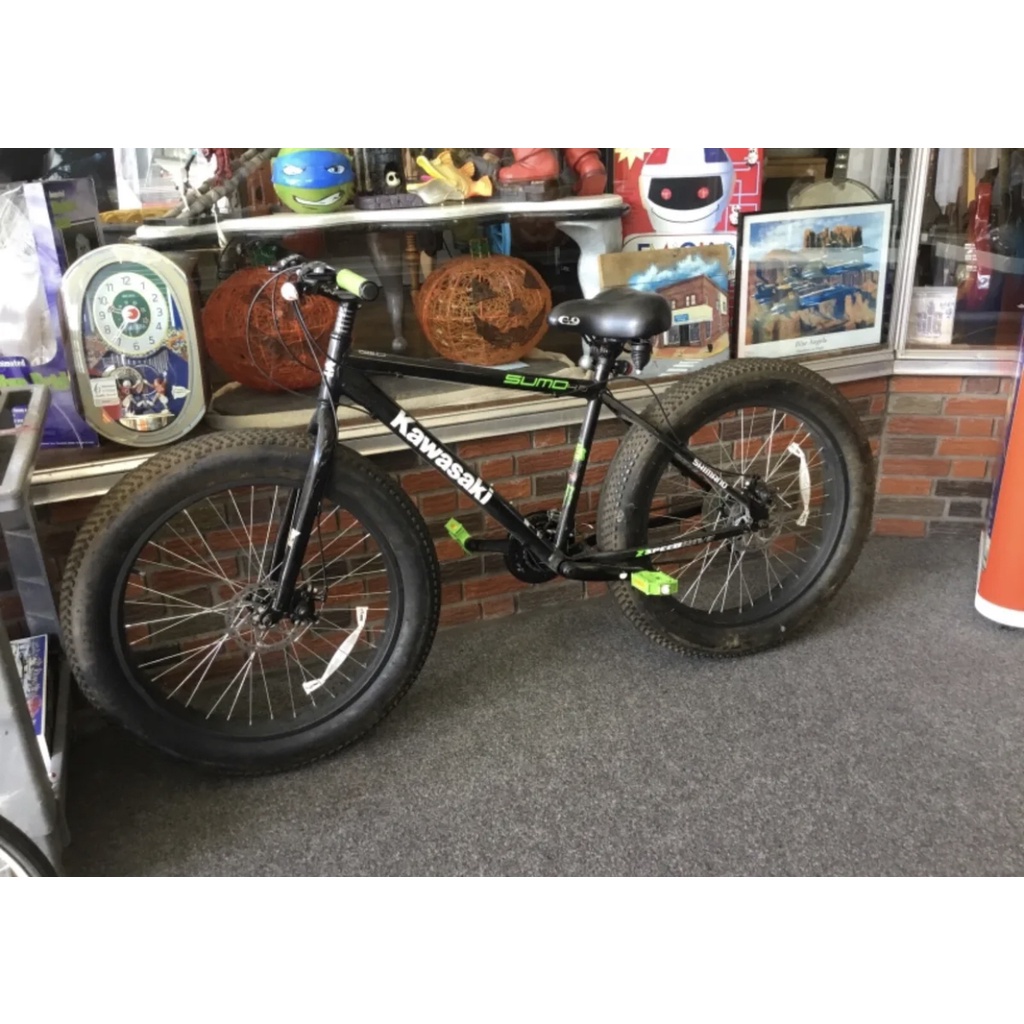 No Shipping. Large Kawasaki Fat Tire Mountain Bike | Shopee Brasil