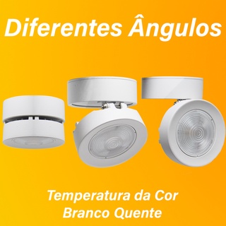 Spot Led Sobrepor Redondo Direcionável Teto Luz 7w Iluminação Teto ...