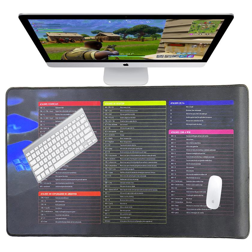 Mousepad Gamer Profissional Grande Com Estampa do Atalhos do Windows ...