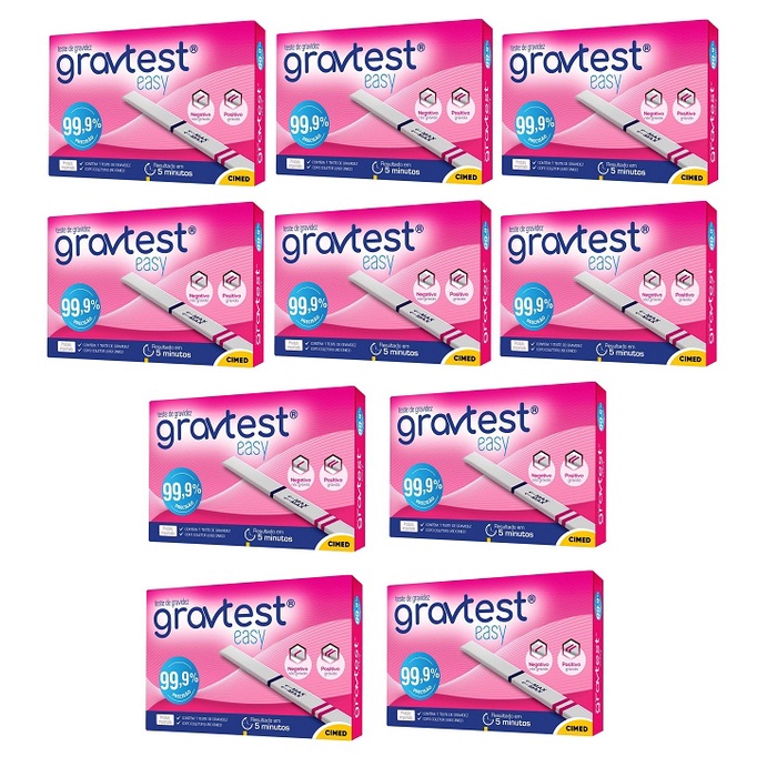 Kit 10 unidades Teste de gravidez Gravtest easy Cimed | Shopee Brasil