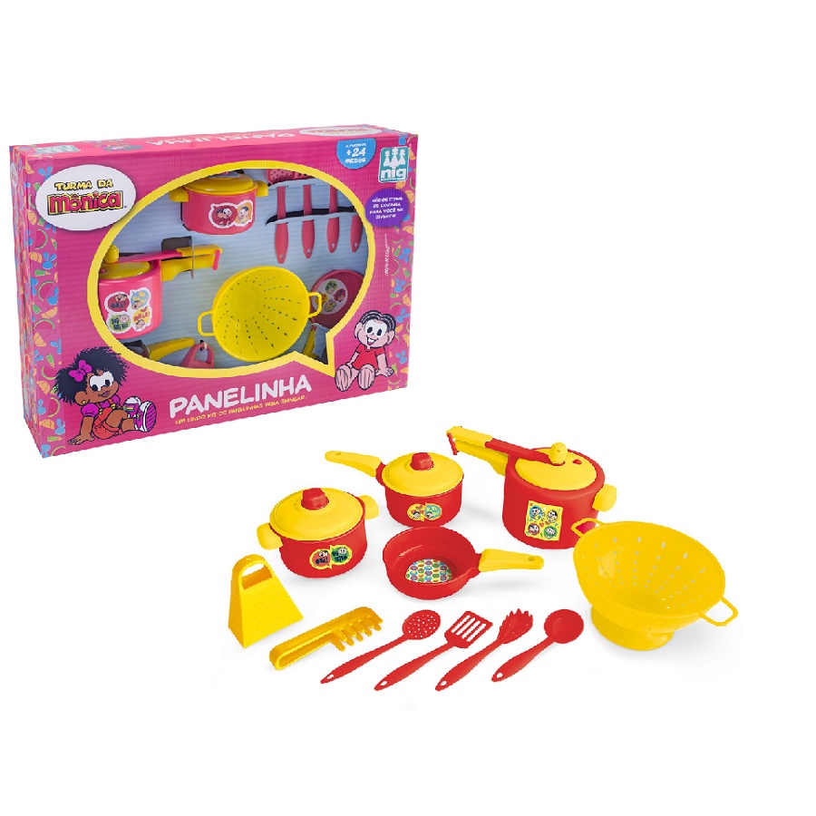 Jogo de Panelinhas Turma Da Monica - Utensilios de Cozinha De Brinquedo Infantil Meninas Meninos ...