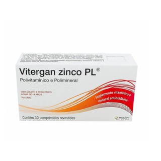 Vitergan Zinco Plus com 30 Comprimidos | Shopee Brasil